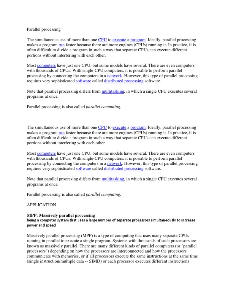 CPU Execute Program Run: MPP: Massively Parallel Processing | PDF | Parallel Computing | Central ...