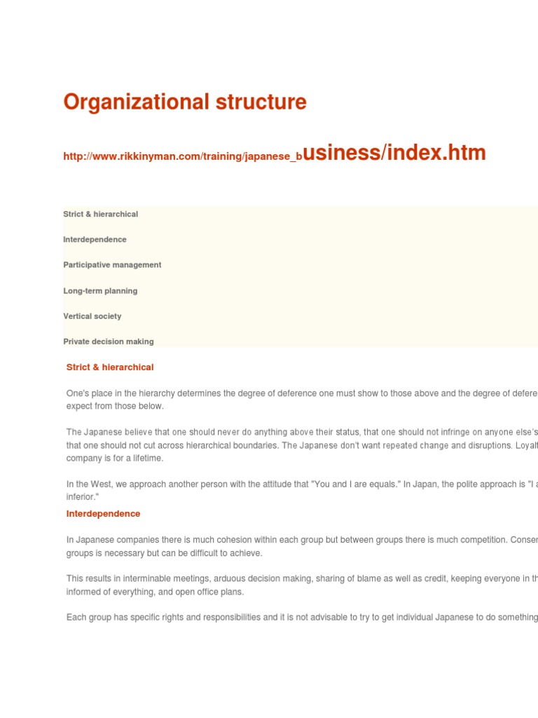 Organizational Structure Usiness/index - HTM: Strict & Hierarchical ...