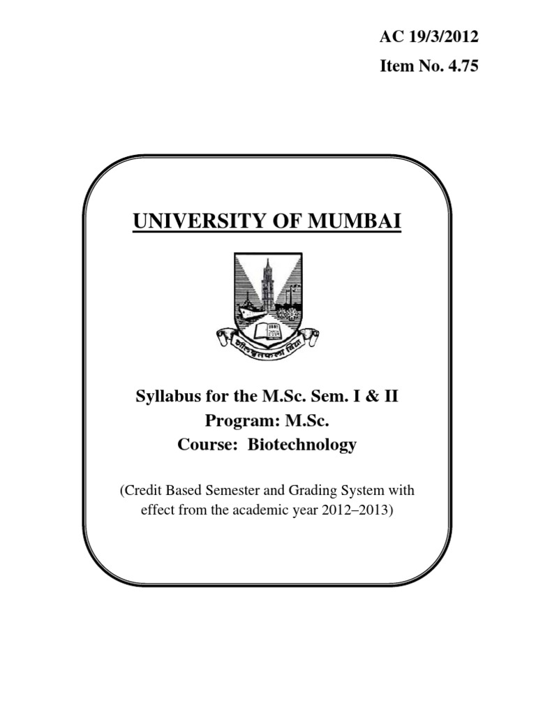 MSC Biotechnology Syllabus | PDF | Antibody | Metabolism
