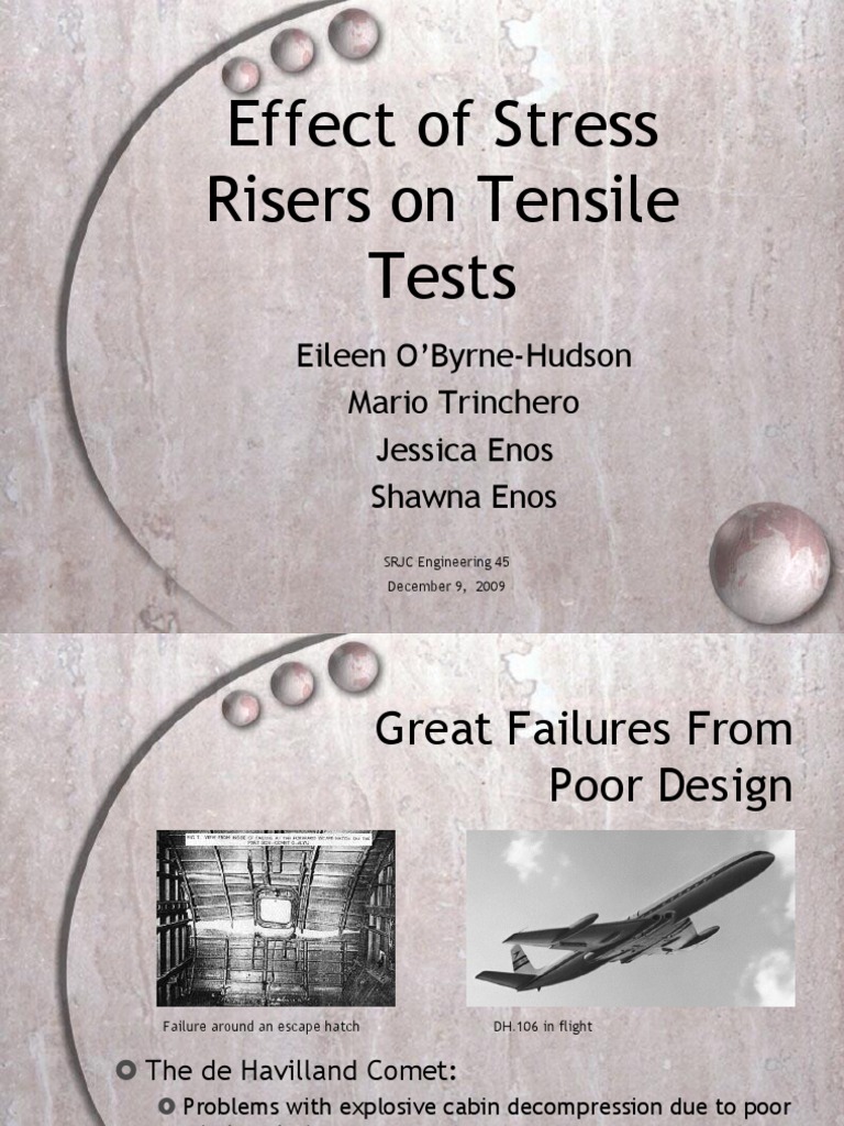 Effect of Stress Risers On Tensile Tests: Eileen O'Byrne-Hudson Mario ...