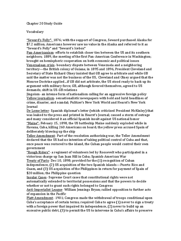US Imperialism Study Guide | PDF | Theodore Roosevelt | The United States