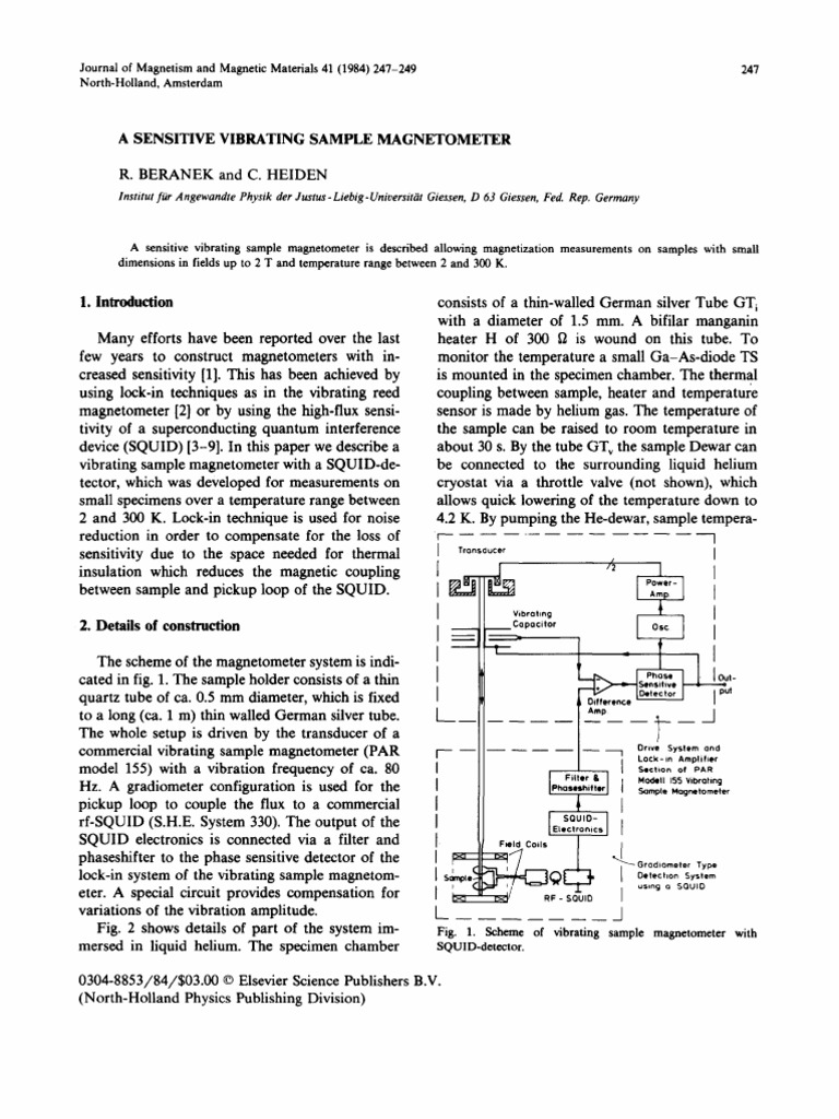 A Sensitive Vibrating Sample Magnetometer | PDF | Magnetometer | Inductor