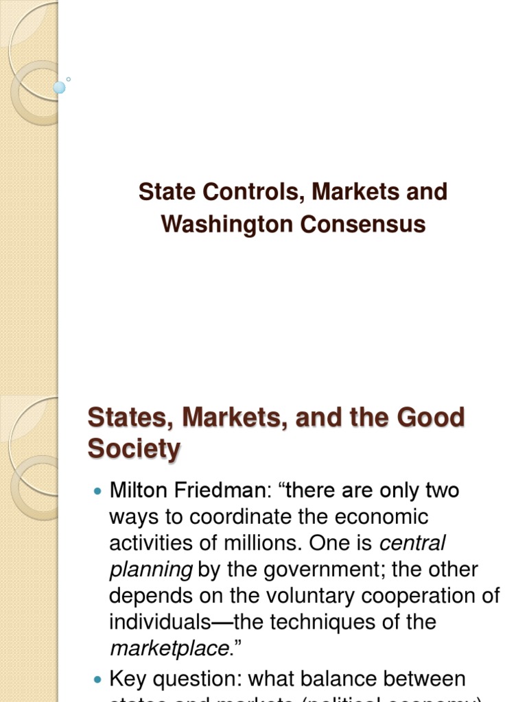 State Controls, Markets and Washington Consensus | PDF | Washington ...