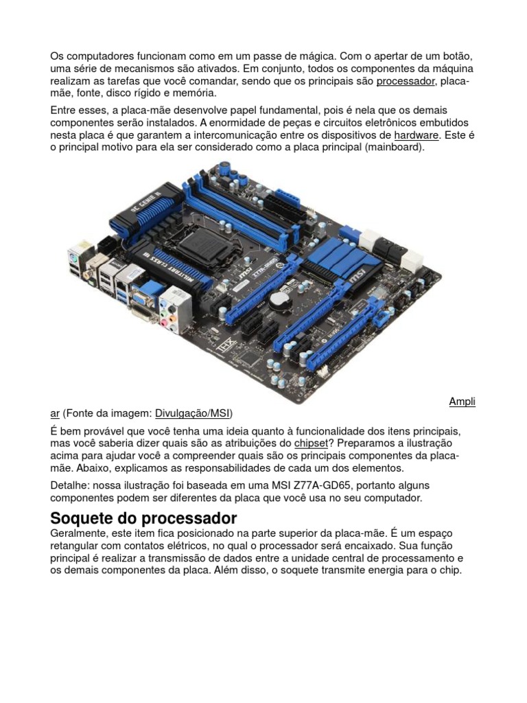 Anatomia Placa-Mãe | PDF | Unidade central de processamento ...