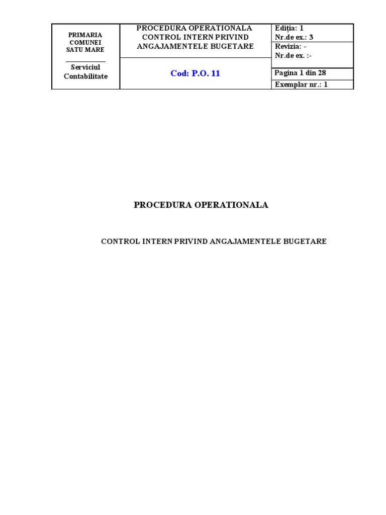 Procedura Operationala | PDF