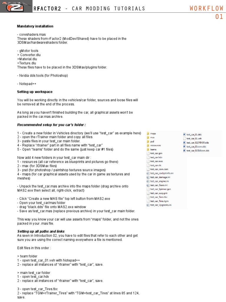 Rfactor2 - Car Modding Tutorials: Mandatory Installation | PDF | Adobe Photoshop | Utility Software