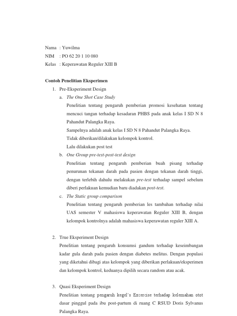 Contoh Penelitian Eksperimen | PDF