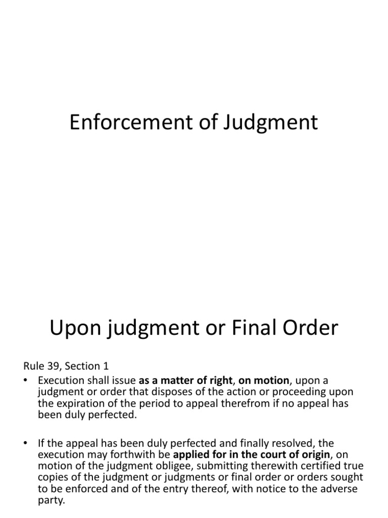 Civil Procedure Presentation | PDF | Garnishment | Judgment (Law)