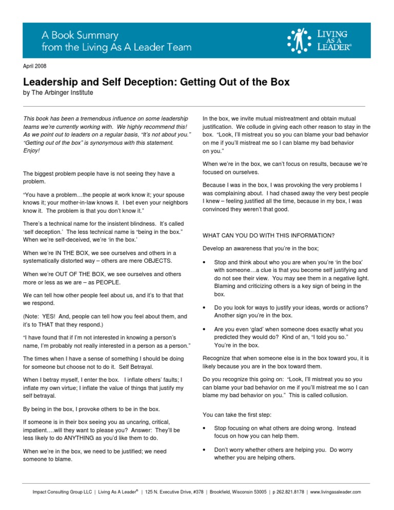 Leadership and Self Deception | PDF | Psychological Concepts | Epistemology