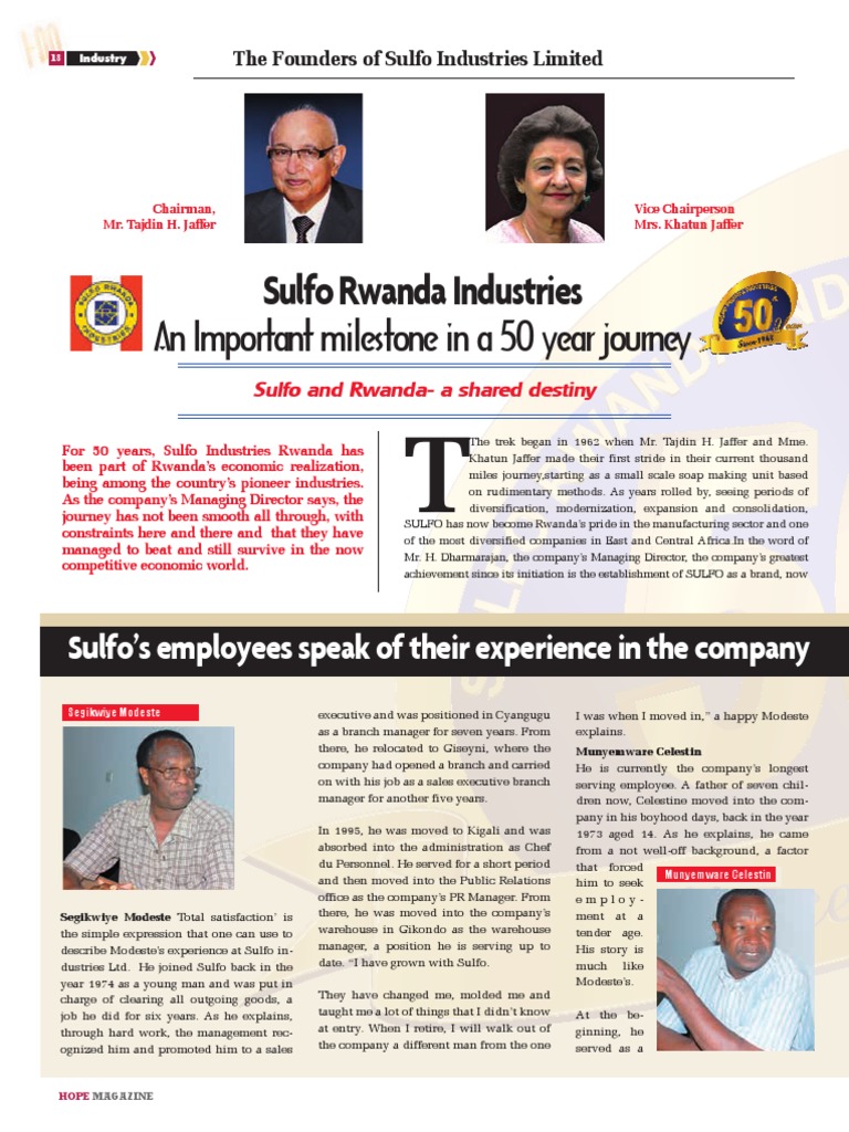 Sulfo Rwanda Industries: An Important Milestone in A 50 Year Journey ...