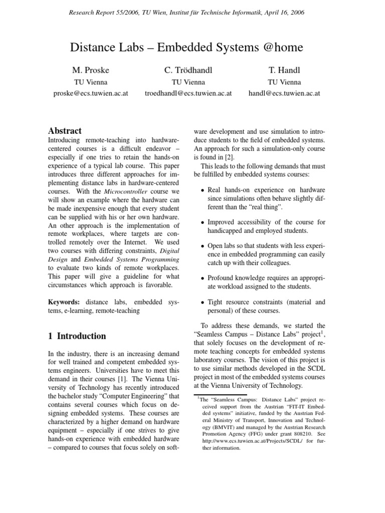 Distance Labs for Embedded Systems | PDF | Embedded System | Personal ...