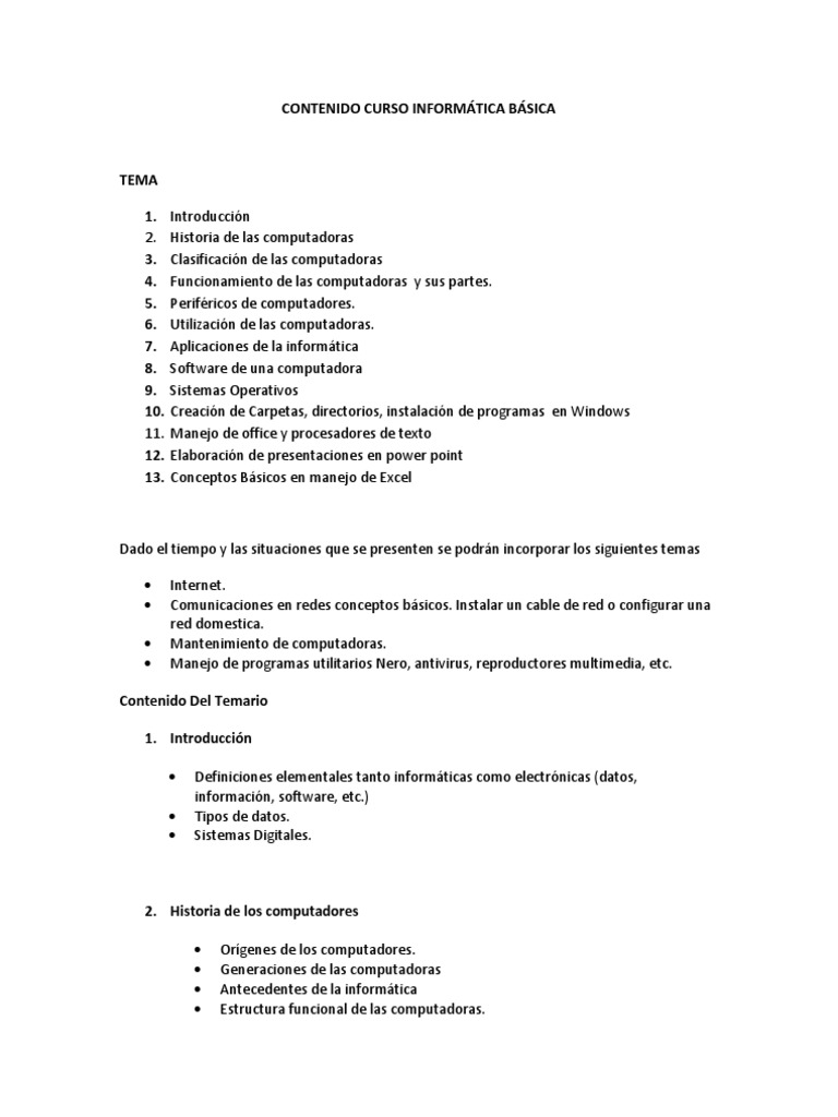 Contenido Informatica Basica | PDF | Periférico | Sistema operativo
