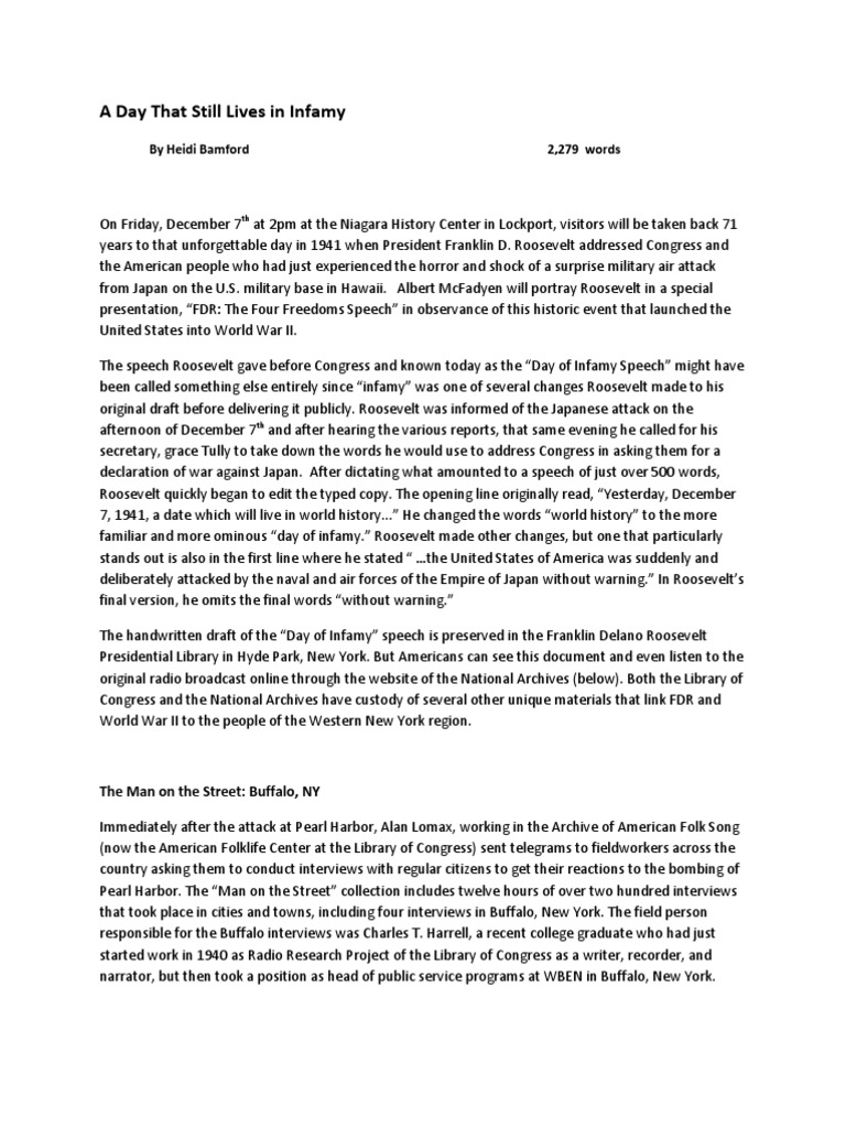 A Day That Still Lives in Infamy | PDF | Franklin D. Roosevelt | Attack ...