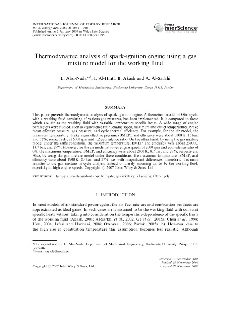 Thermodynamic Analysis-SI Engine | PDF | Internal Combustion Engine ...