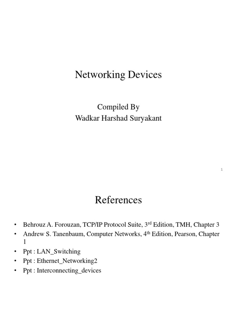 Networking Devices: Compiled by Wadkar Harshad Suryakant | PDF | Network Switch | Computer Network