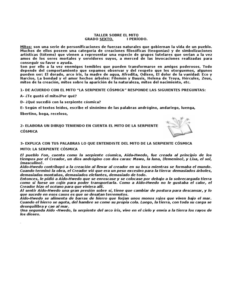 Taller Mito y Leyenda 6to | PDF | Libros para adolescentes