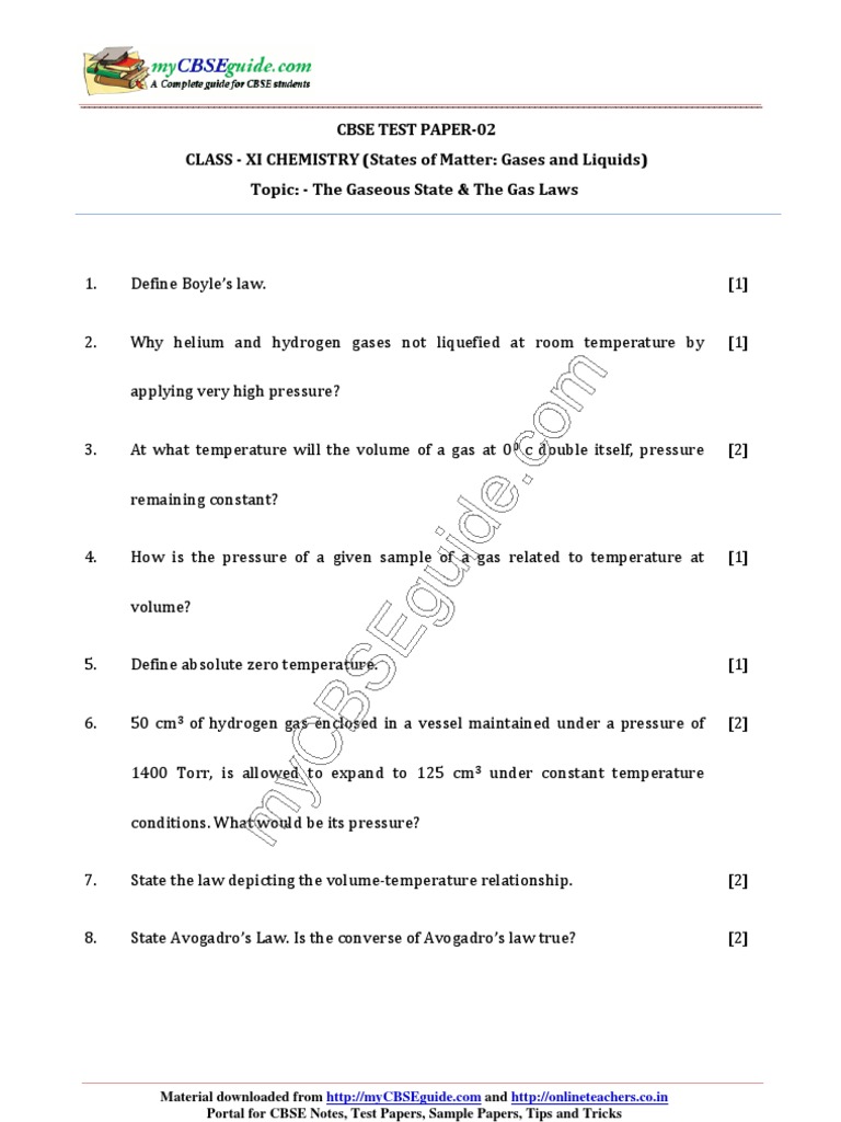 11th Chemistry Matter Test 02 | PDF