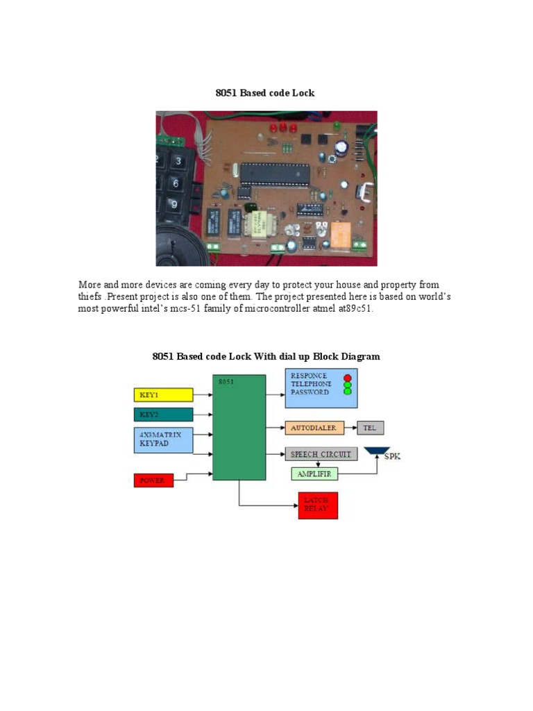8051 Based Code Lock | PDF | Amplifier | Telephone