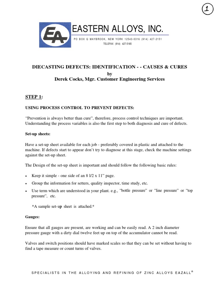 Die Casting Defects - Identification Causes and Cures | PDF | Casting ...