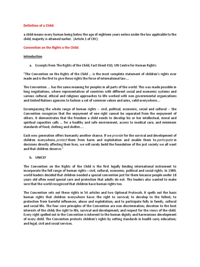 Rights of The Child | PDF | Children's Rights | Convention On The ...