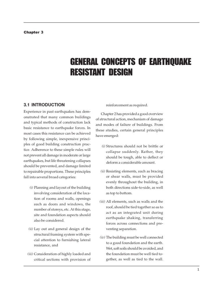 General Concepts of Earthquake Resistance Design | PDF