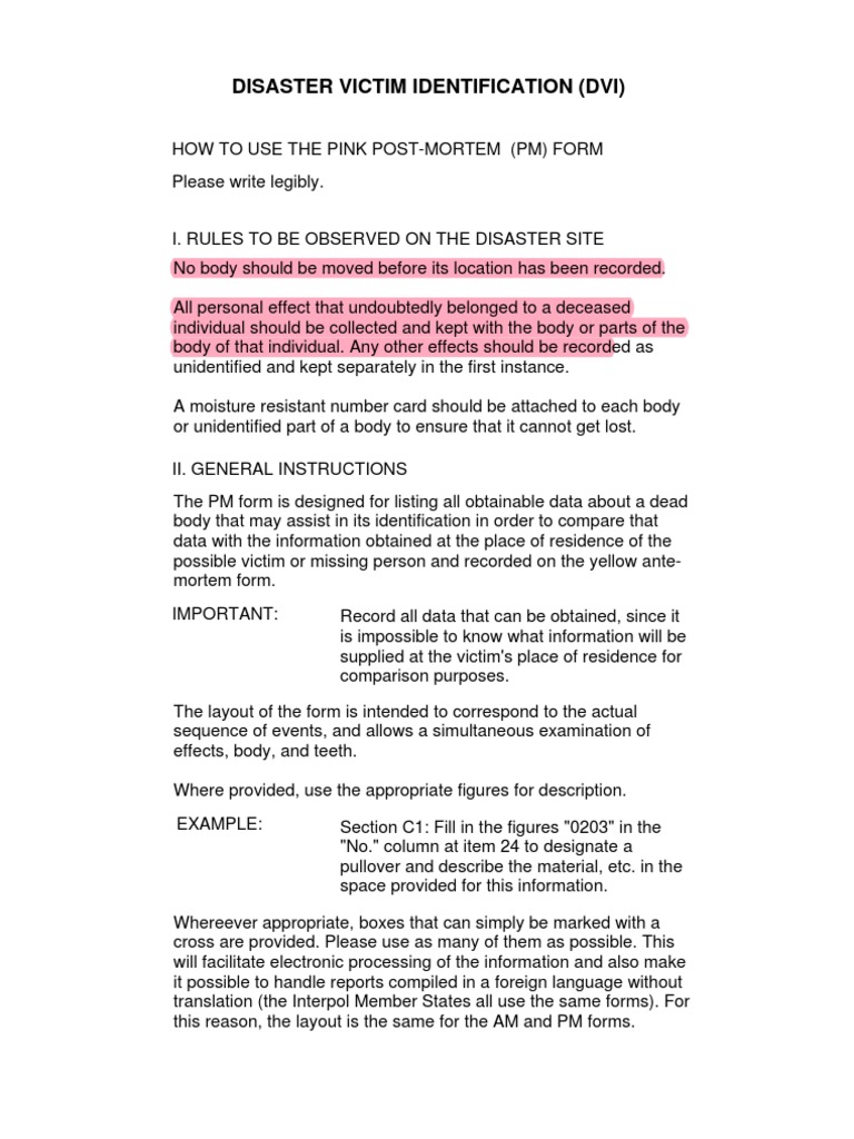 Disaster Victim Identification (Dvi) : ( (GB) Version 2008) | PDF ...
