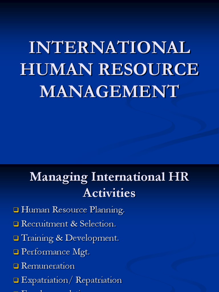 International Human Resource Management | PDF | Employment | Human ...