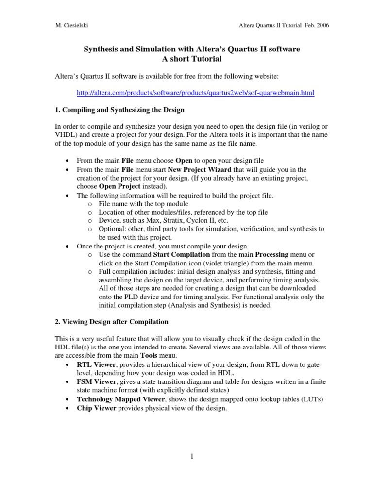 Quartus Tutorial | Download Free PDF | Hardware Description Language | Simulation
