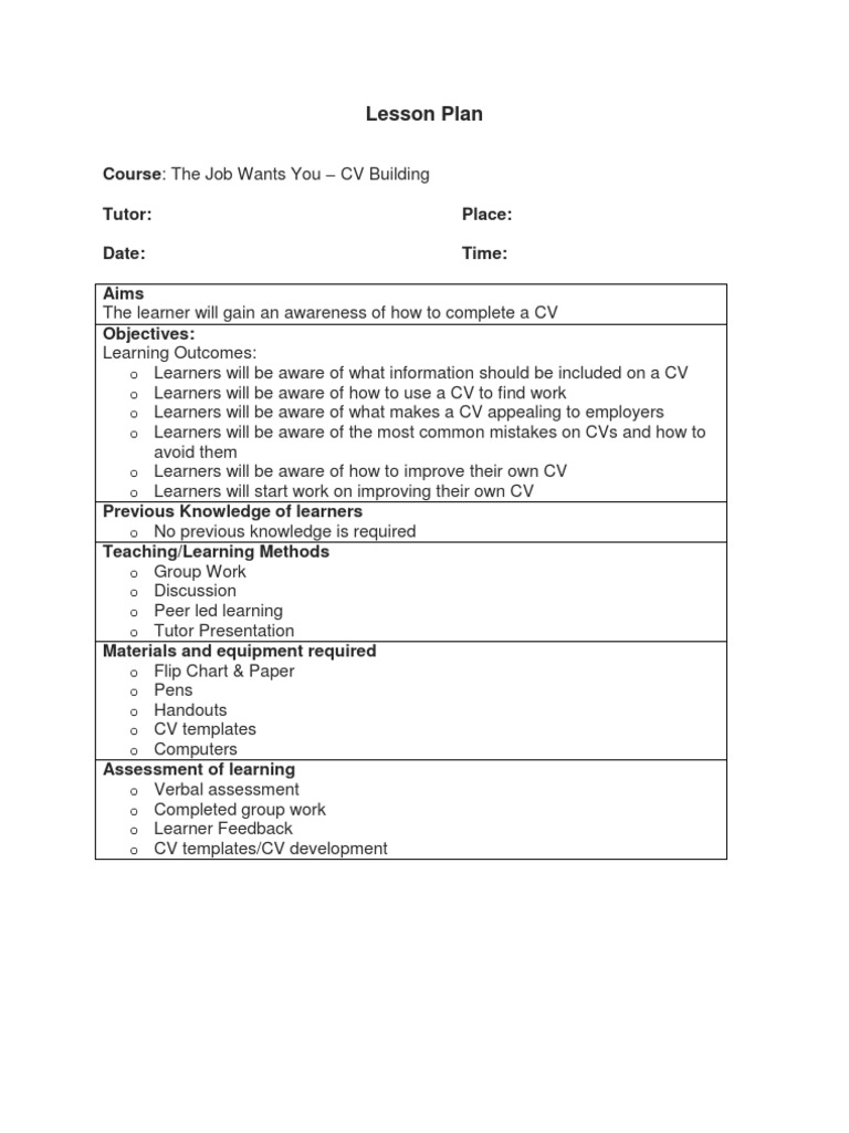 Lesson Plan For Employability Classes | PDF | Interview | Lesson Plan