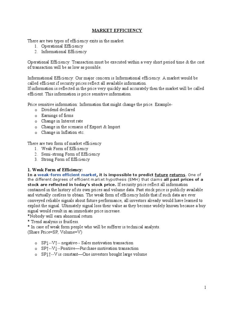 Market Efficiency: Weak-Form Efficient Market | PDF | Efficient Market ...