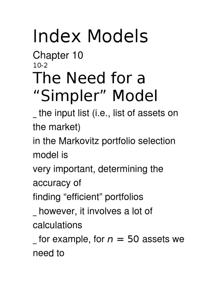 Index Models. | Download Free PDF | Beta (Finance) | Capital Asset ...
