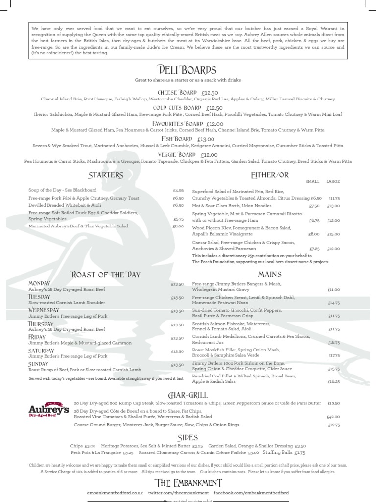 The Embankment Menu | PDF | Business