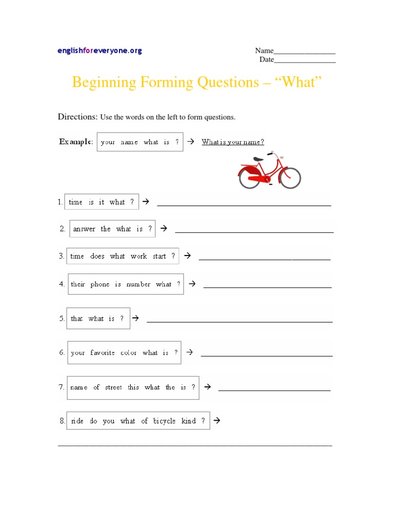 Forming Questions with "What" Guide | PDF