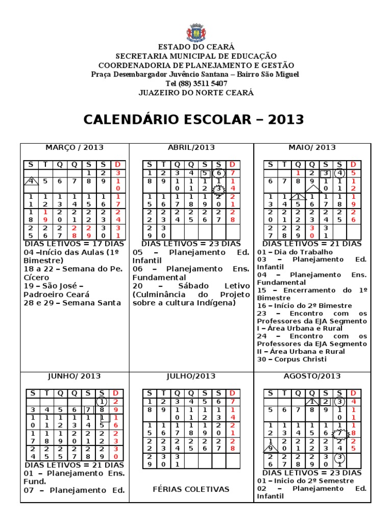 CALENDÁRIO ESCOLAR 2013 com Legenda - atualizado 2 (1)