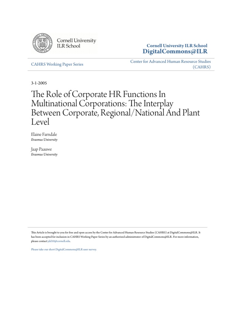 HUMAN RESOURCE FUNCTIONS at MNC's | PDF | Multinational Corporation ...