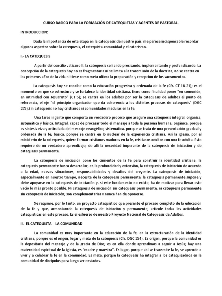 Curso Bas - Form.cat - Past. Pbro. Flavio Ayala | PDF | Fe | Jesús