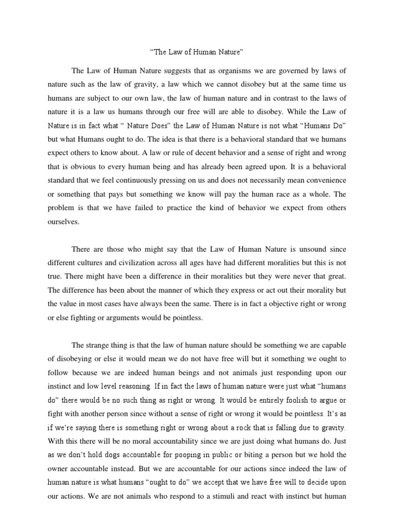 Law of Human Nature | Morality | Objectivity (Philosophy)