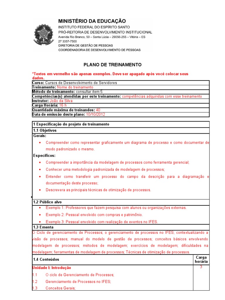 Modelo de Plano de Treinamento-R00 | Negócios | Science
