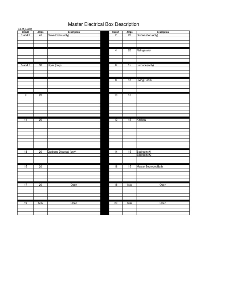 Master Home Electrical Box Template | PDF