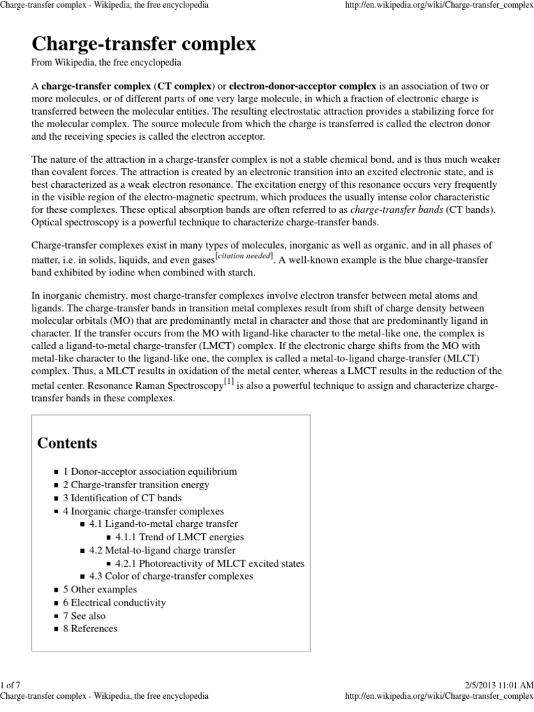 Charge-Transfer Complex - Wikipedia, The Free Encyclopedia | PDF ...