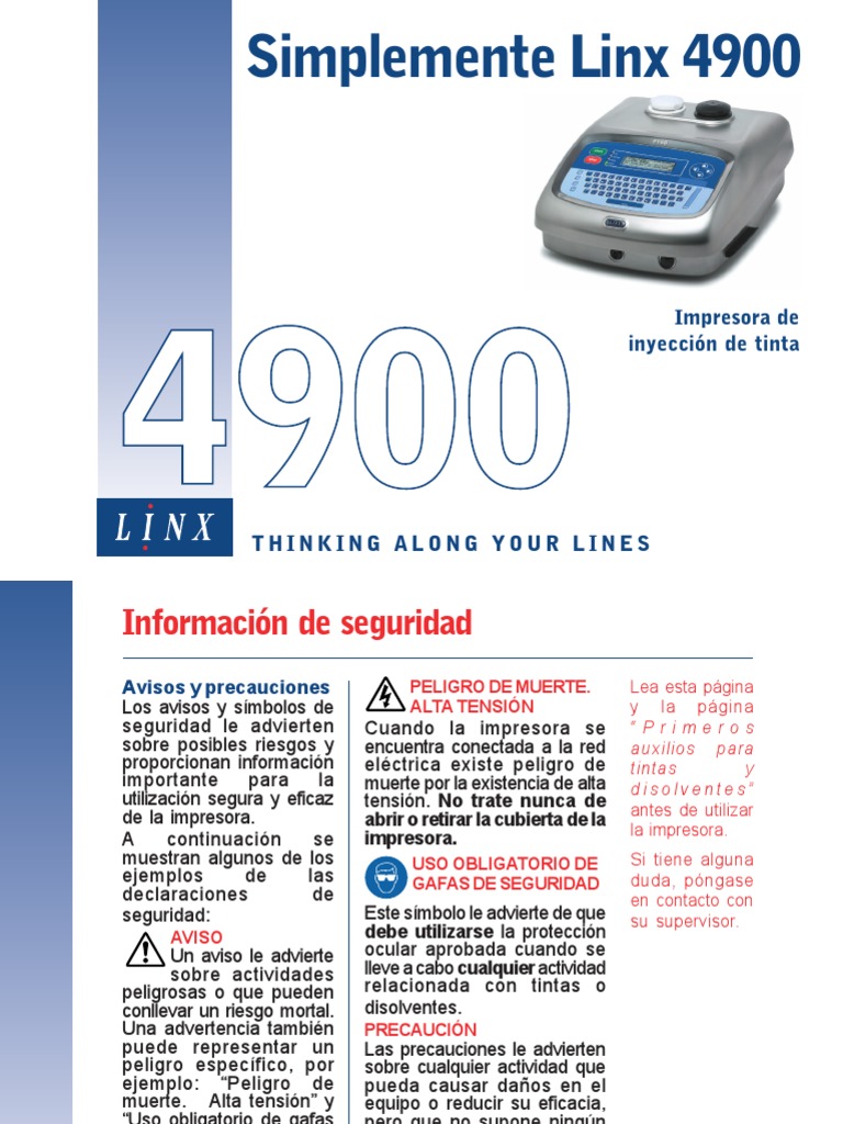 Linx 4900 Impresora PDF | PDF | Impresora (Computación) | Primeros auxilios