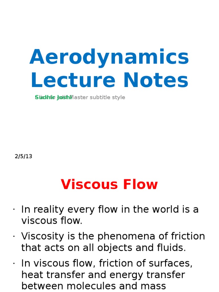 1 Aerodynamics Lecture - Viscous Flow | PDF | Navier–Stokes Equations ...