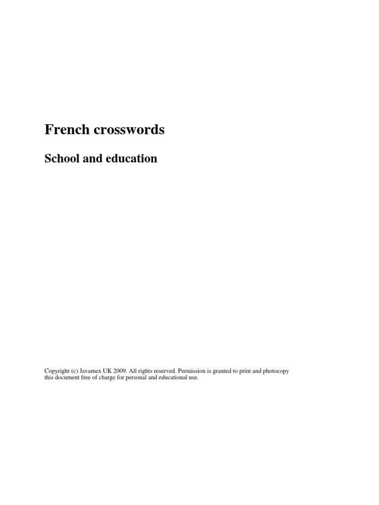 Basic French Vocabulary | PDF | Crossword | Cognition