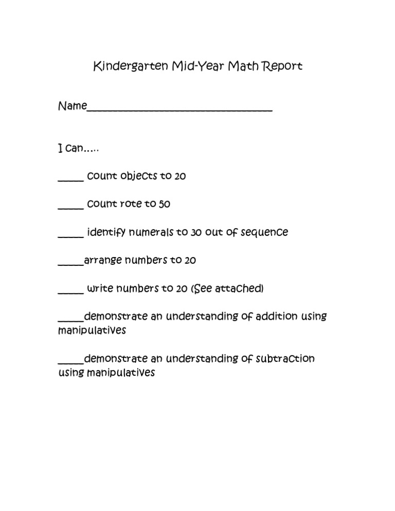 Kindergarten Math Skills Assessment | PDF