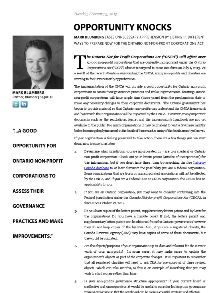 Opportunity Knocks | PDF | Nonprofit Organization | Charitable Organization