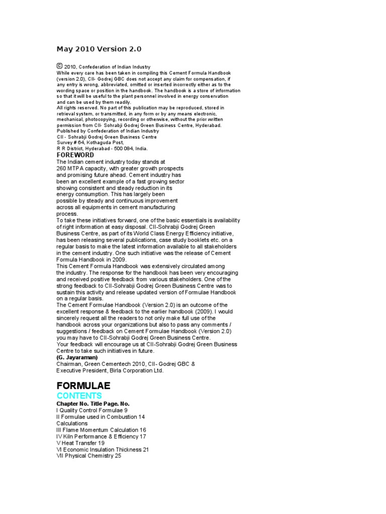 Cement Formula Book | PDF | Net Present Value | Thermal Insulation