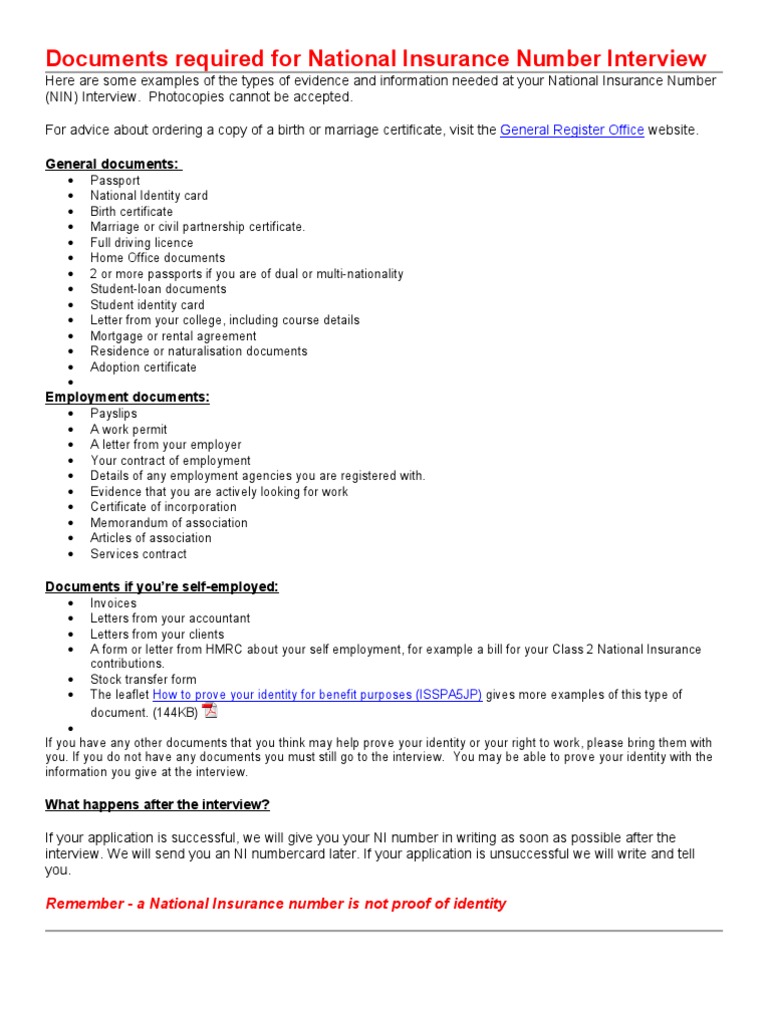 NIN Interview | PDF | Identity Document | Government Information