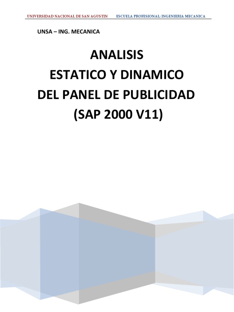 Analisis de Panel Publicitario (Sap2000 v11) | PDF | Mecánica de Medios Continuos | Mecánica
