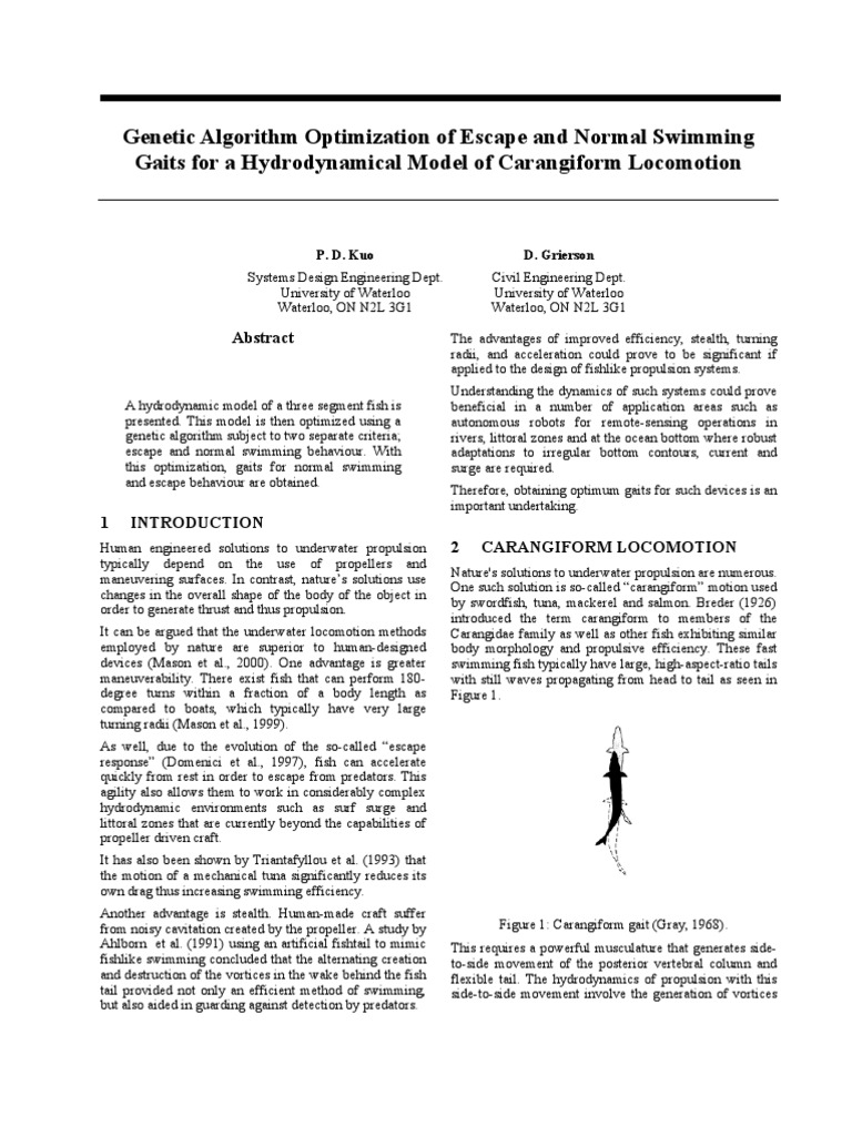 Genetic Algorithm Optimization of Escape and Normal Swimming Gaits For ...