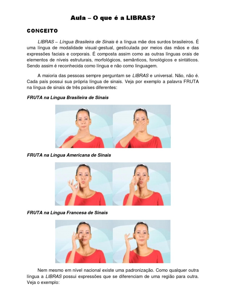 Introdução à LIBRAS e seus Parâmetros | PDF | Linguagem de sinais ...